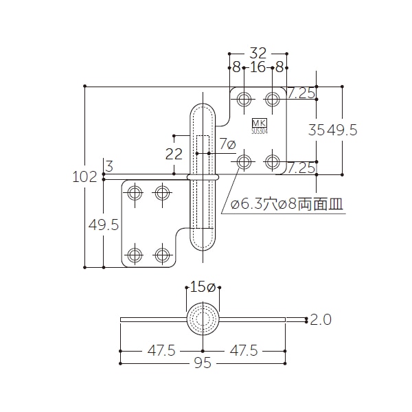 MARUKI フランス丁番 S-765 カラー4色